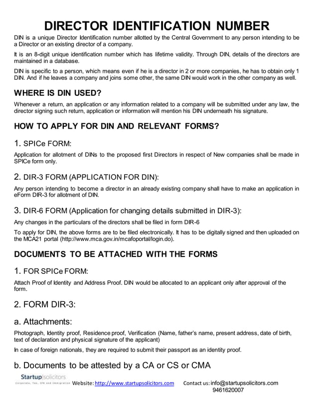 DIRECTOR IDENTIFICATION NUMBER | PDF