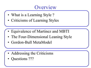 A Unified Model of Learning Styles | PPT | Education