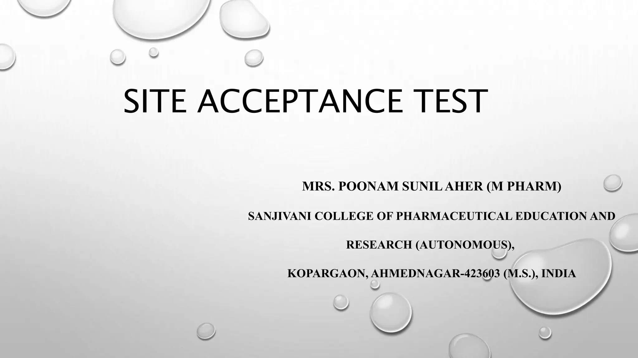 Site Acceptance Test . | PPTX