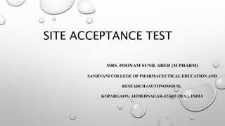 Site Acceptance Test . | PPTX