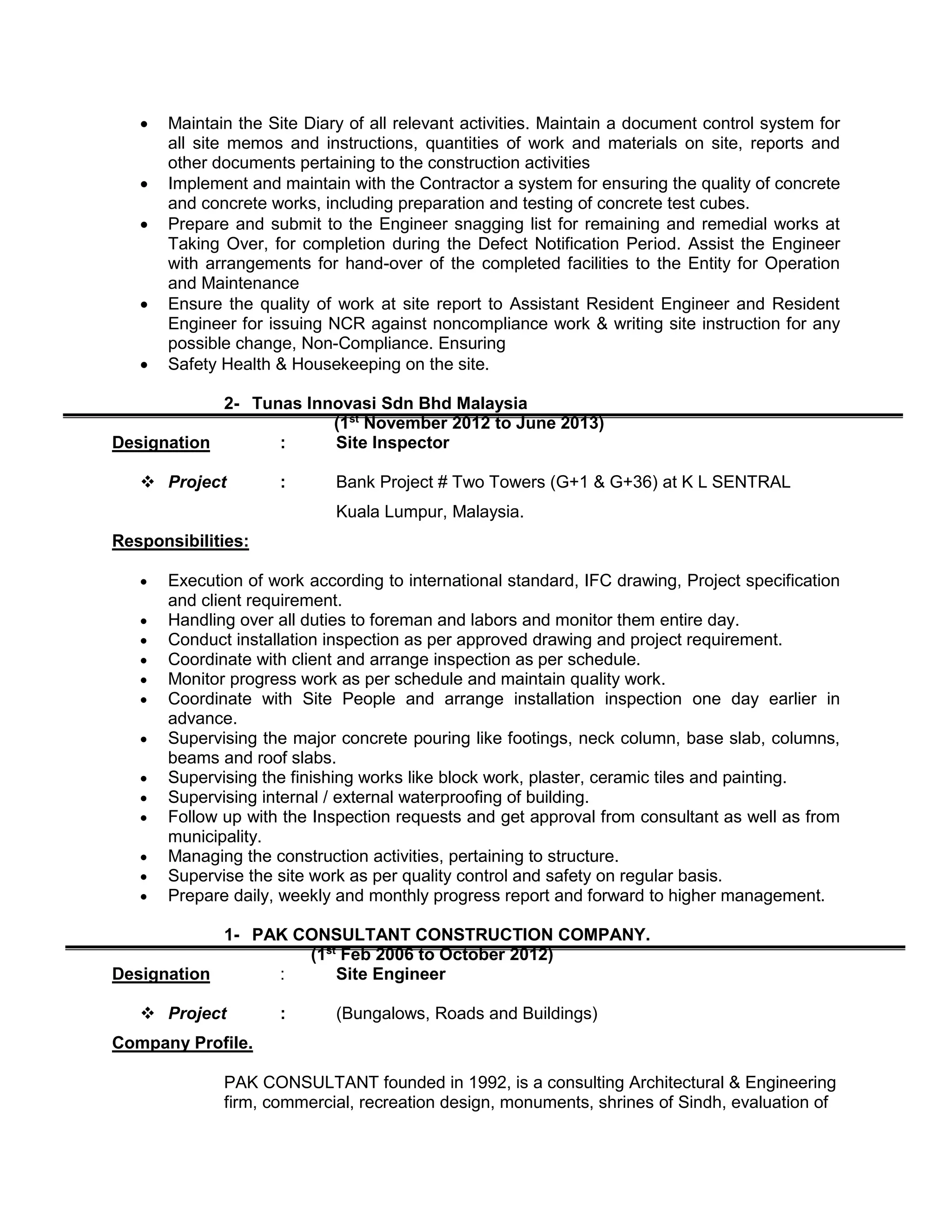 Site civil engineer fiazuddin | PDF