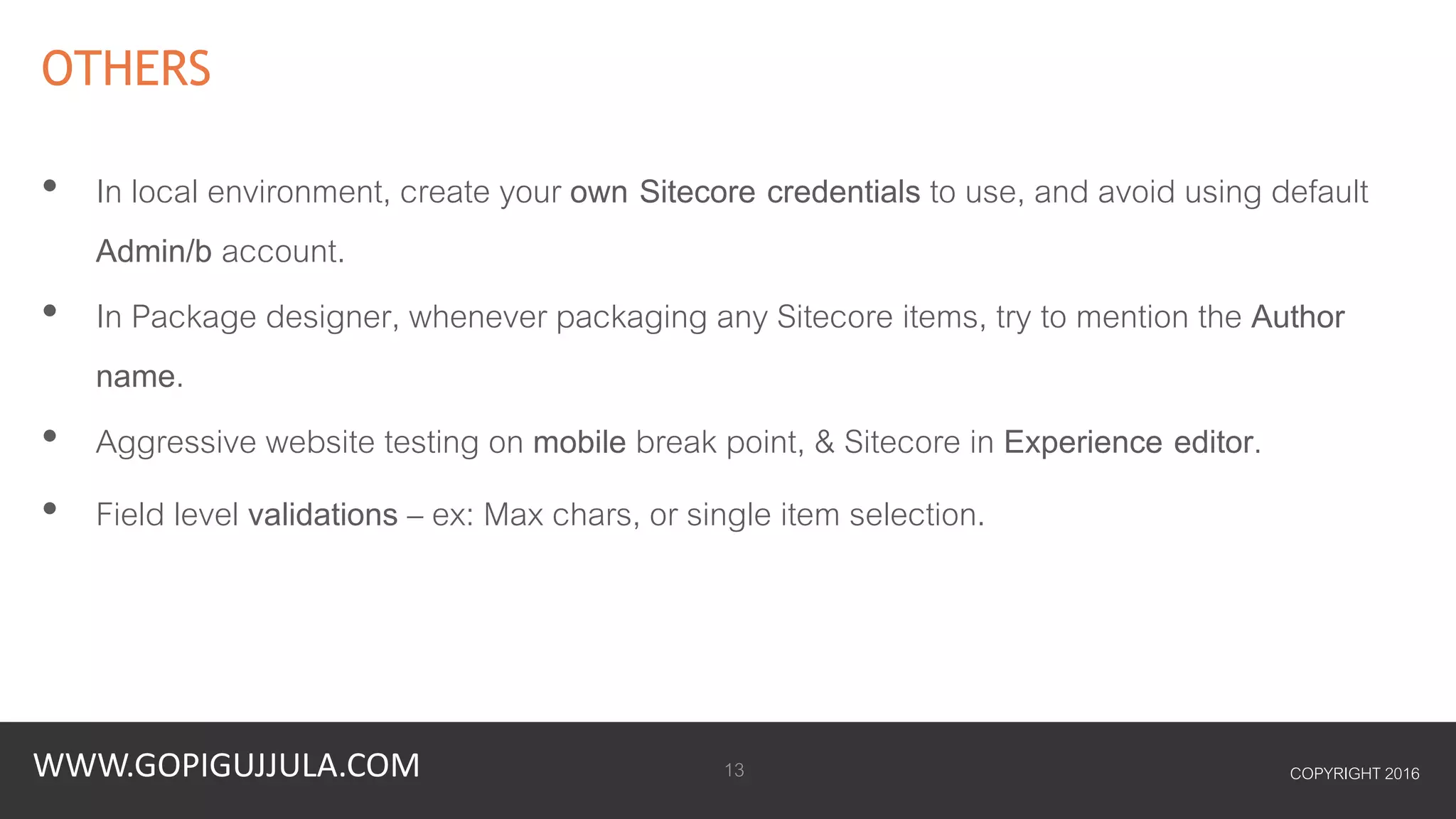 Sitecore code review checklist | PPT