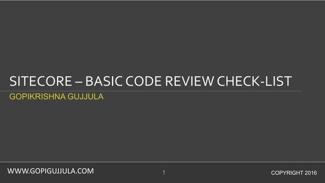 Sitecore code review checklist | PPT
