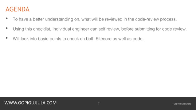 Sitecore code review checklist | PPT