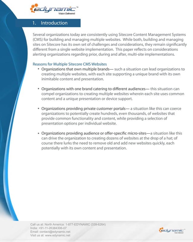 Sitecore CMS for Multi-site implementation | PDF