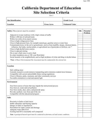 SITE SELECTION CRITERIA | PDF