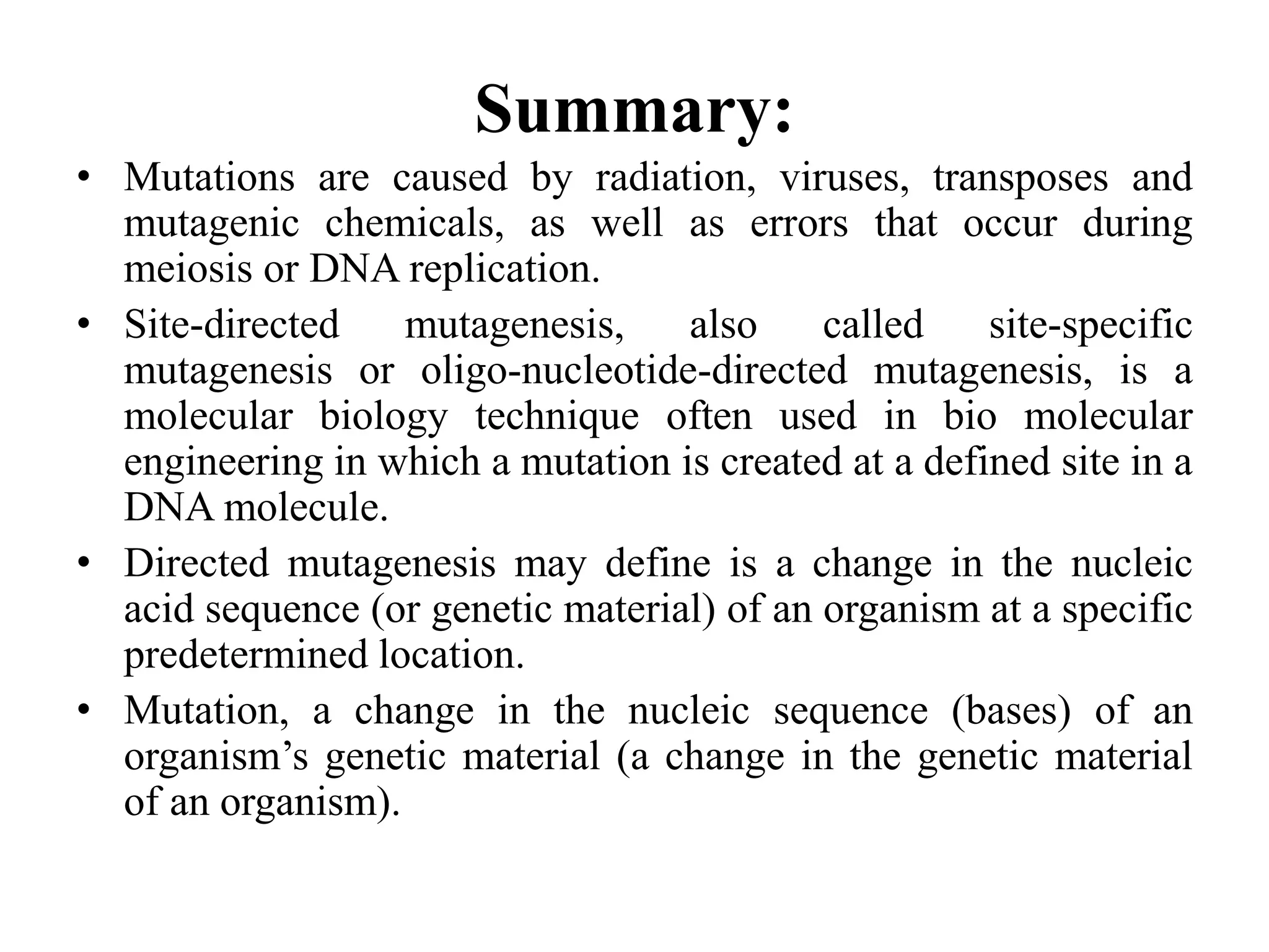Site directed mutgenesis, OLIGONUCLEOTIDE DIRECTED MUTAGENESIS | PPTX