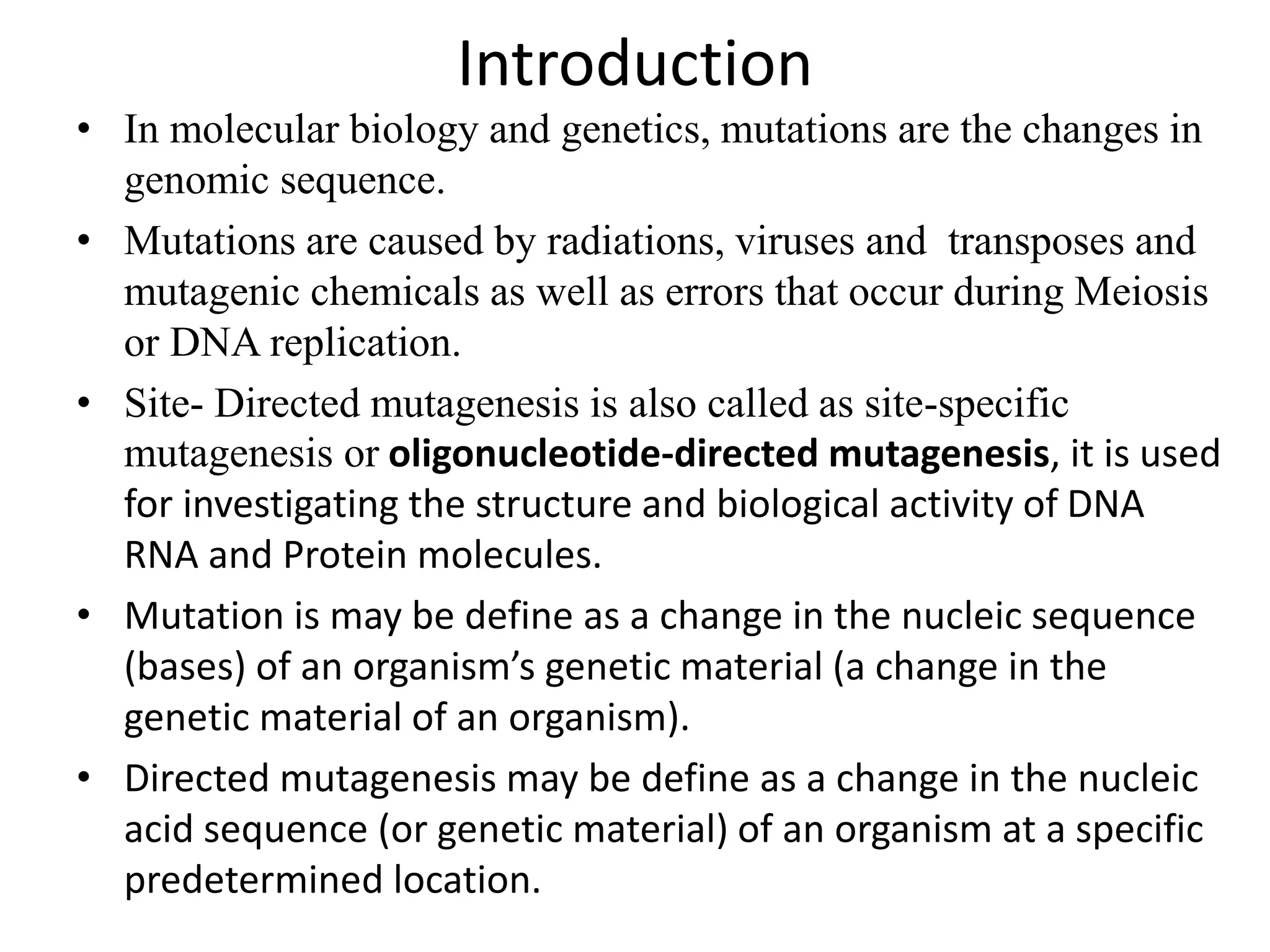 Site directed mutgenesis, OLIGONUCLEOTIDE DIRECTED MUTAGENESIS | PPTX