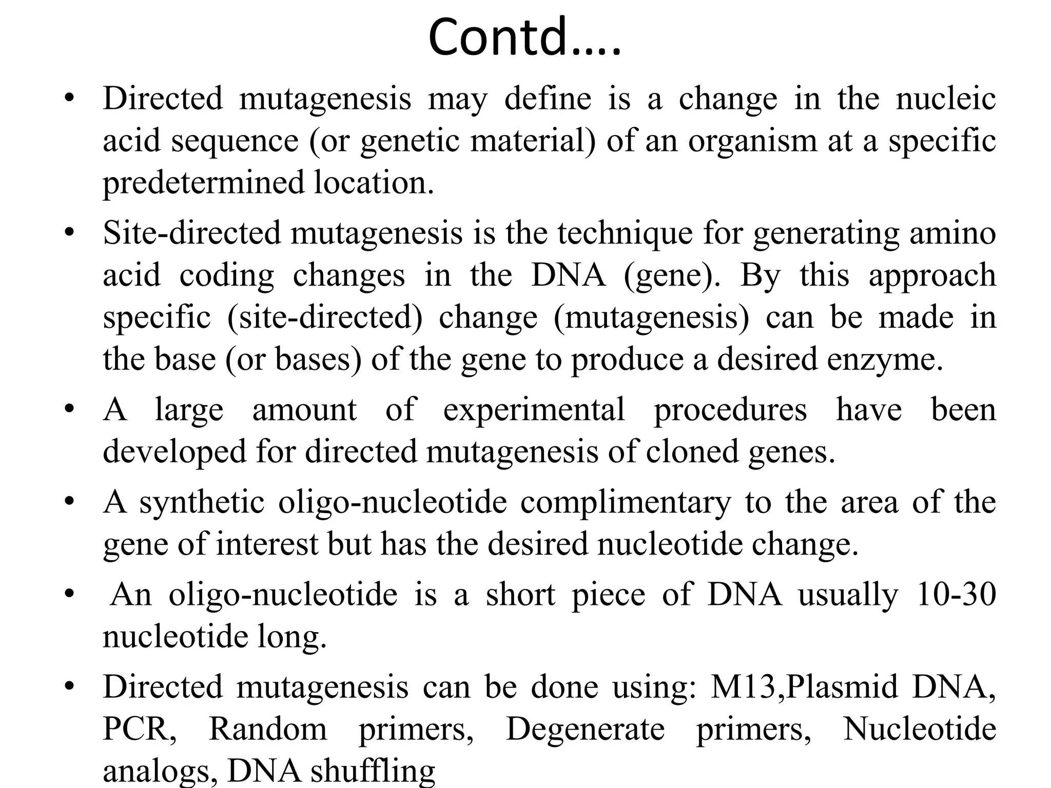 Site directed mutgenesis, OLIGONUCLEOTIDE DIRECTED MUTAGENESIS | PPTX