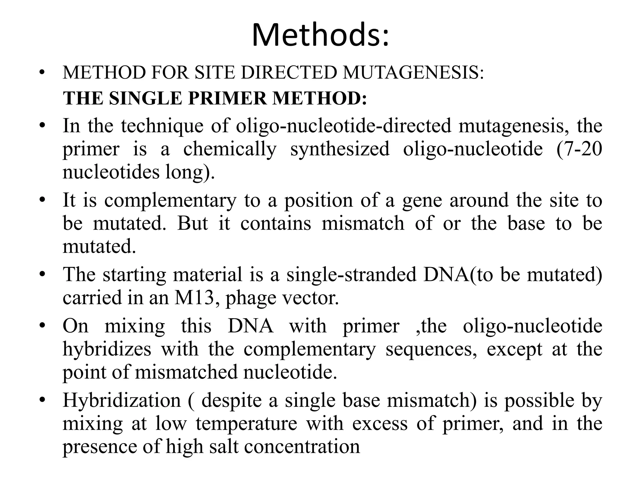 Site directed mutgenesis, OLIGONUCLEOTIDE DIRECTED MUTAGENESIS | PPTX