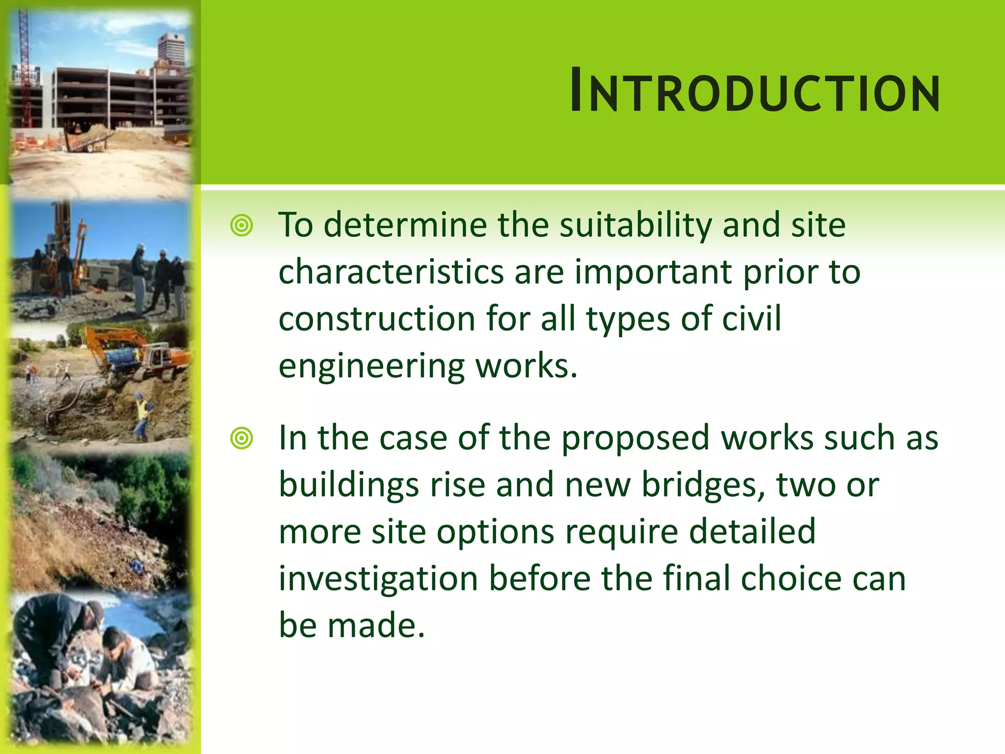 OBJECTIVES OF SITE INVESTIGATION BASED ON BS 5930 (1981) | PPTX