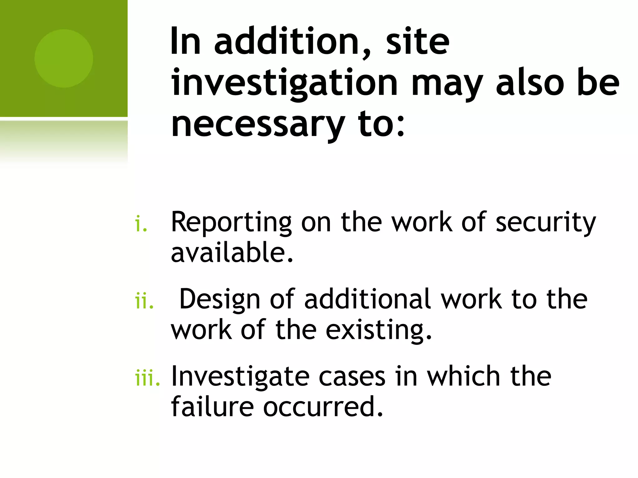 OBJECTIVES OF SITE INVESTIGATION BASED ON BS 5930 (1981) | PPTX