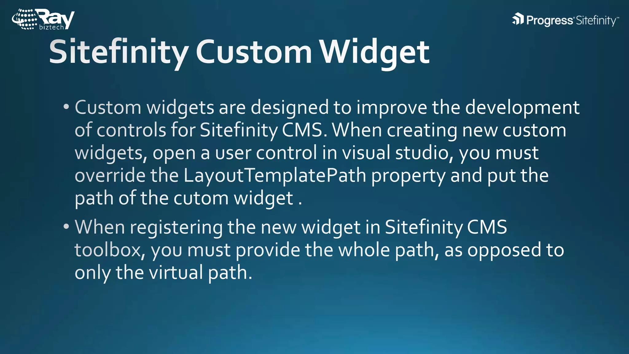Sitefinity Custom Widgets Ppt