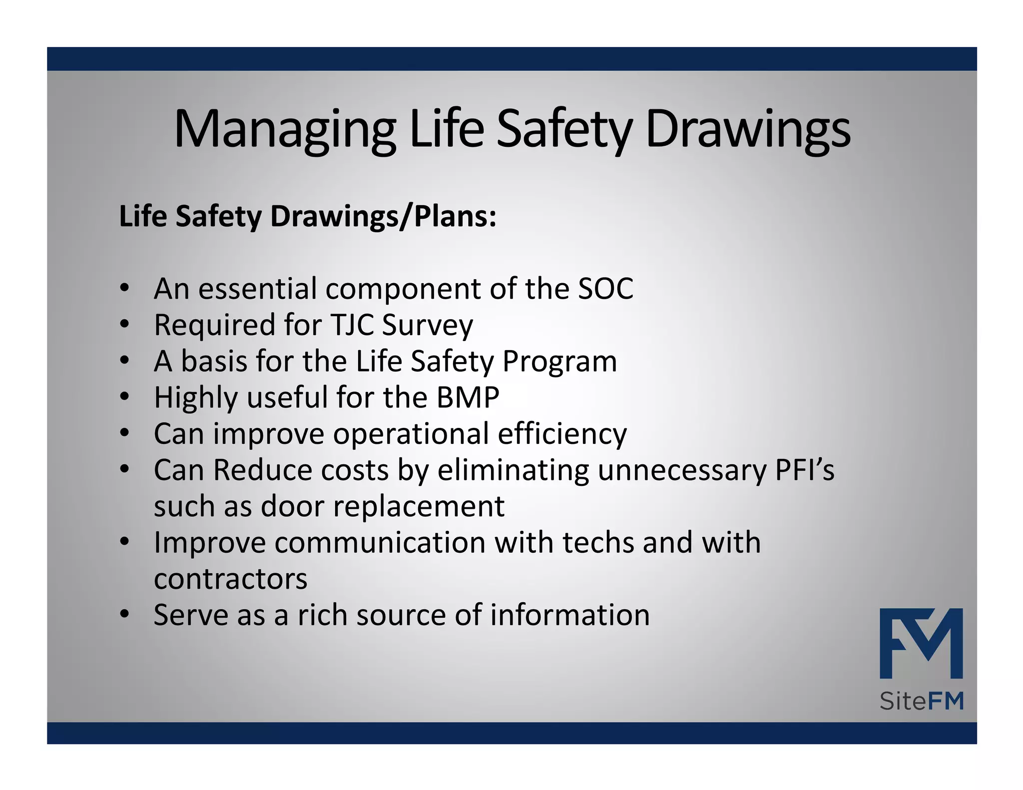 SiteFM Life Safety Drawings for Accreditation | PDF