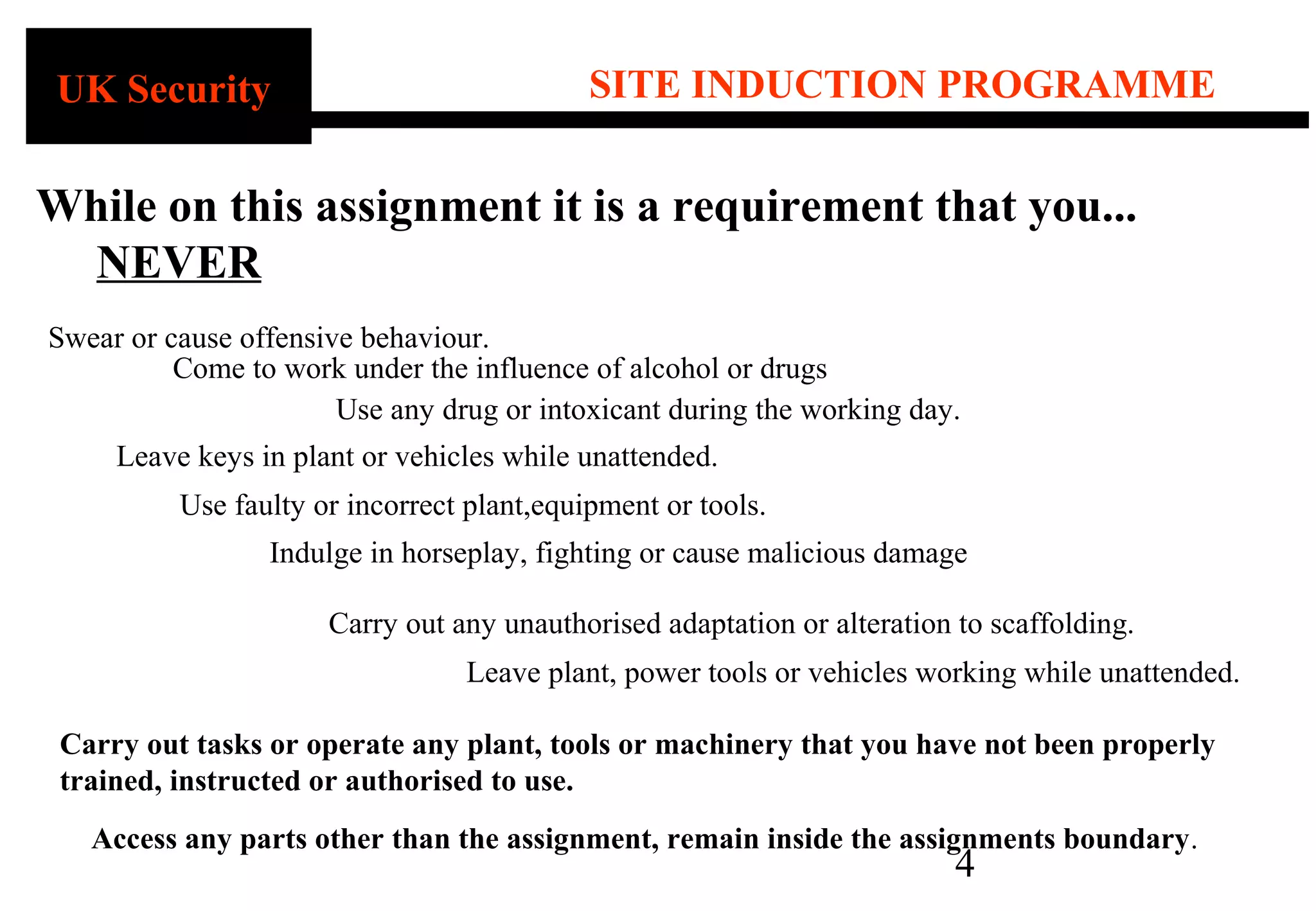 Site induction uks 2007 2011 | PDF