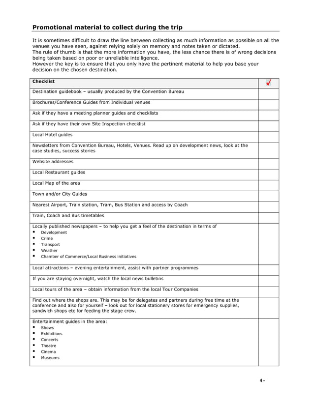 Guide to Site Inspections & Familiarization Trips | PDF