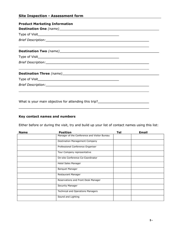 Guide to Site Inspections & Familiarization Trips | PDF
