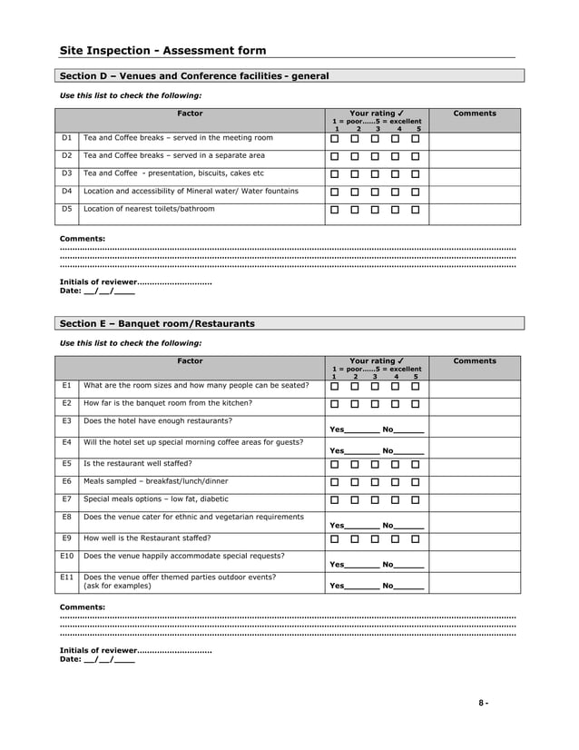 Guide to Site Inspections & Familiarization Trips | PDF