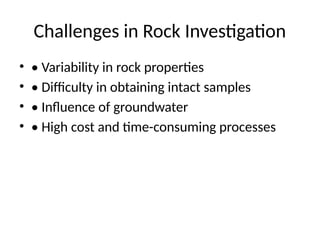 Site_Investigation_of_Rock and site selection | PPTX