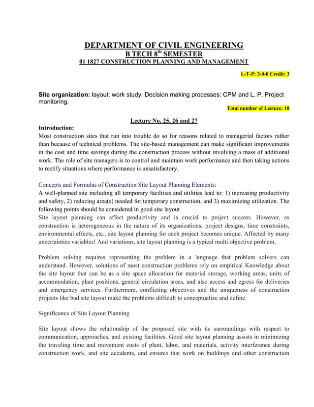 Site layout cpm module4 | PDF