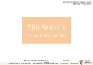 LA pjt 1: Site location and context | PPTX