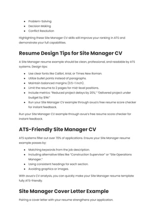 Site Manager Resume Examples & Writing Guide for 2025 | PDF