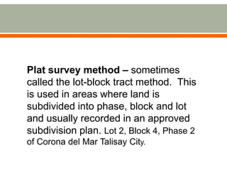 Site location, map reading and lot plotting, | PPTX