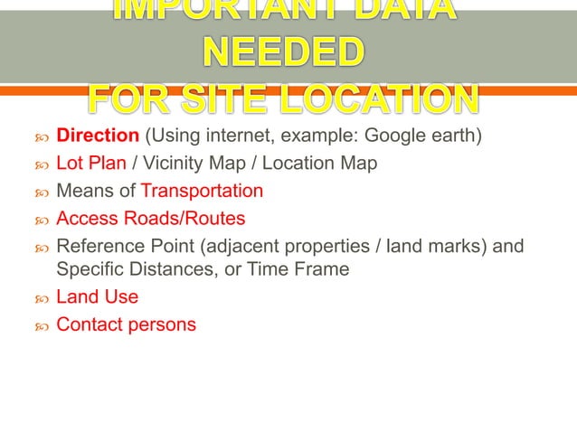Site location, map reading and lot plotting, | PPTX | Geography | Science