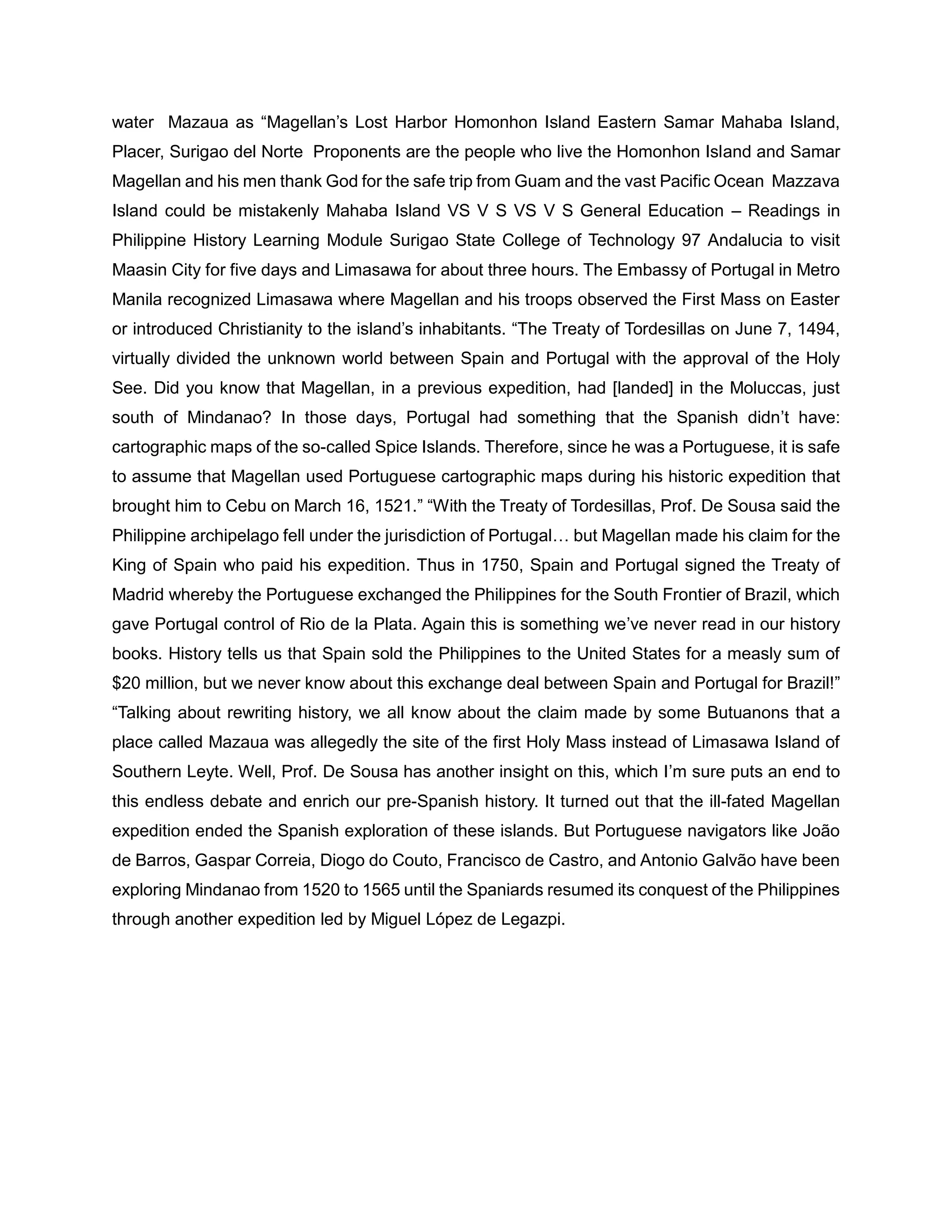 SITE OF FIRST MASS (HISTORY 101 BALIK-TANAW.docx