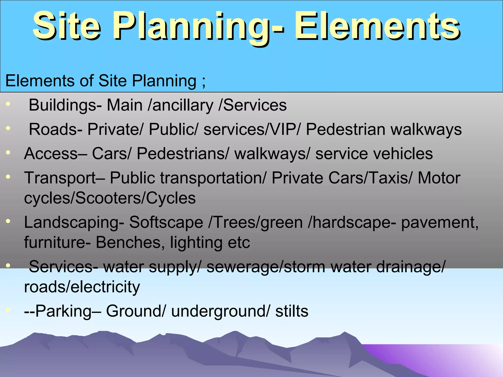 Site Planning for Architectural Projects | PPT