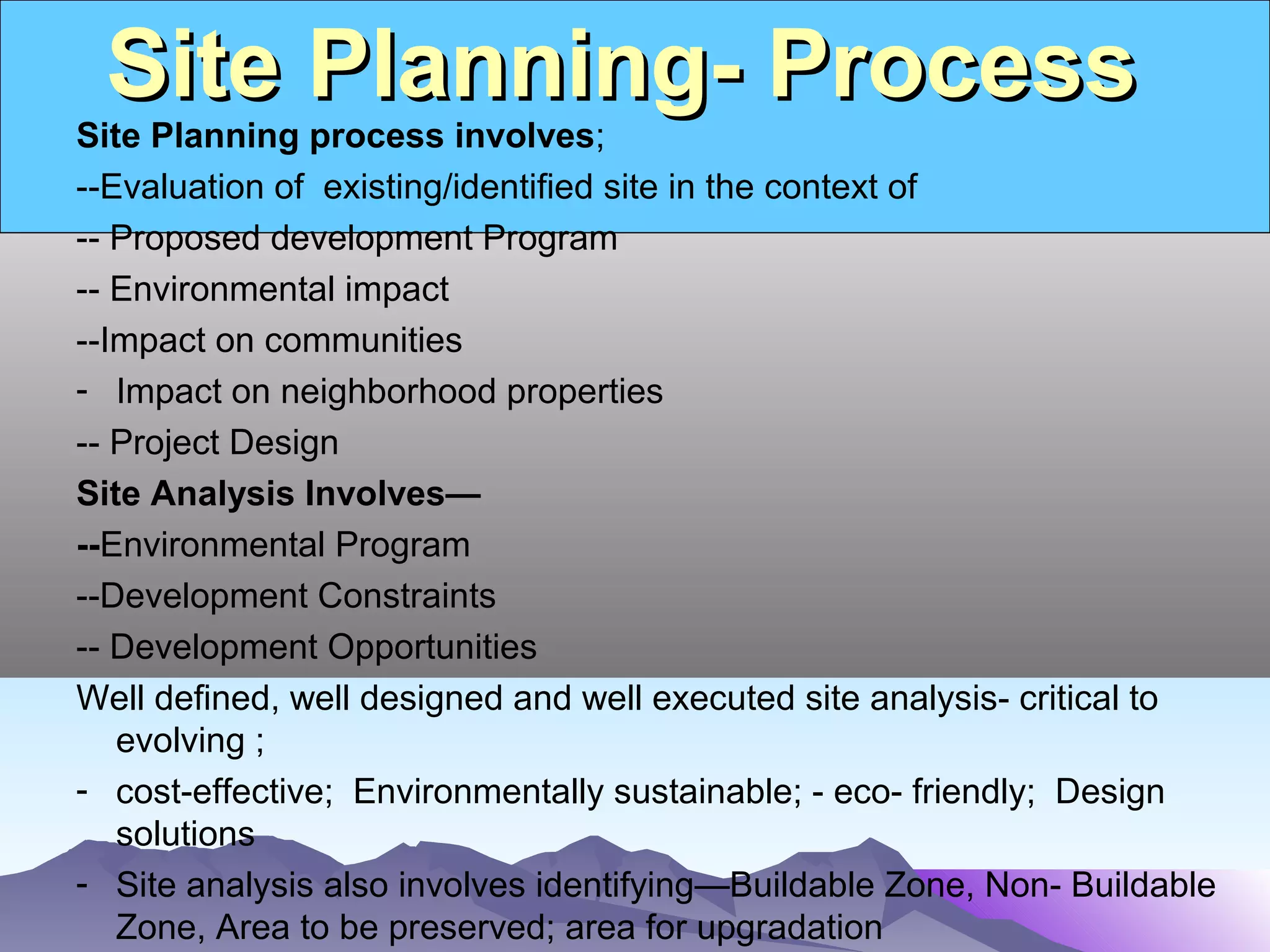 Site Planning for Architectural Projects | PPT