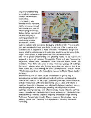 Site planning in Architectural Projects- Principles and Approaches | PDF