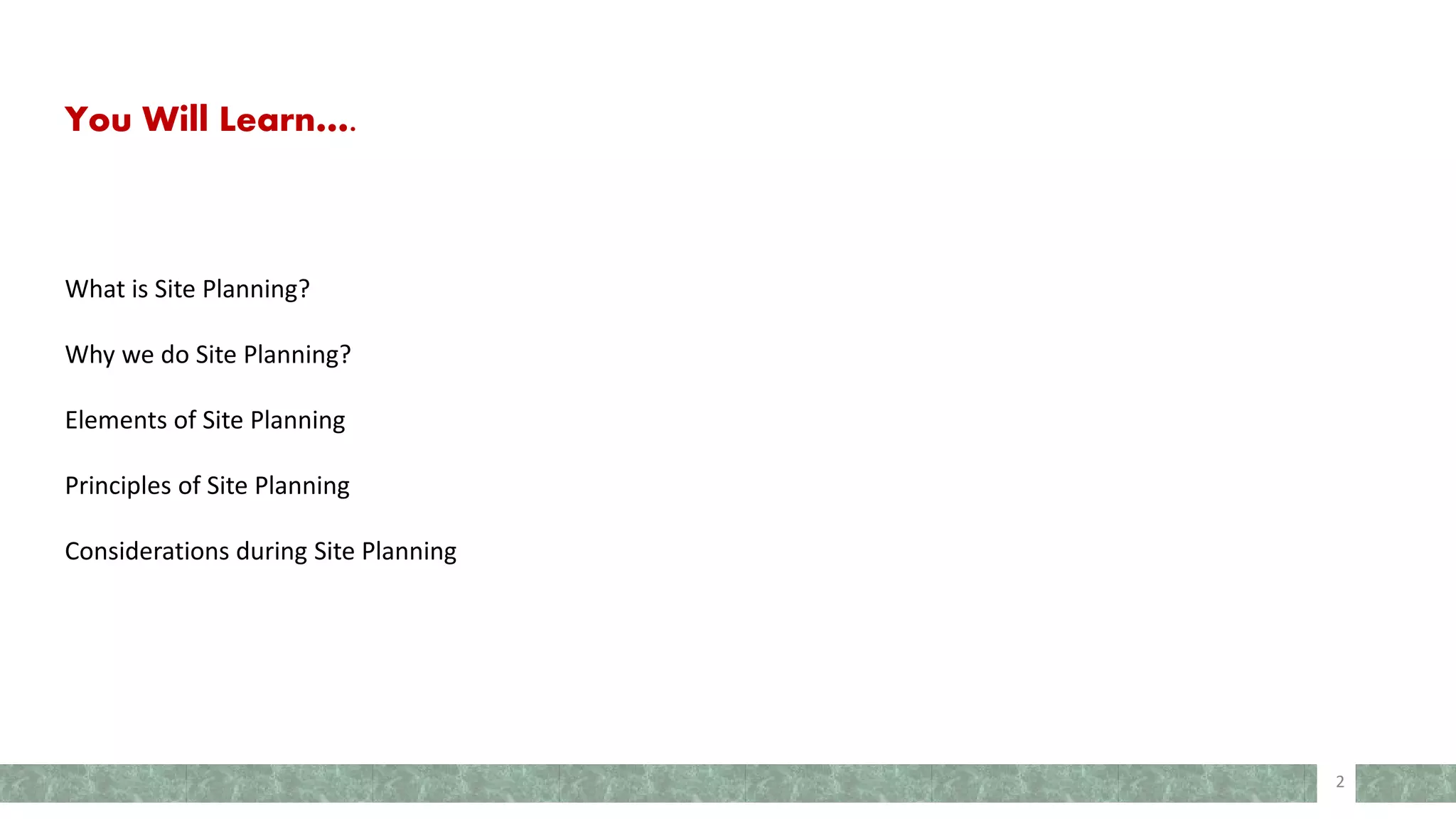 Site Planning- Principles and Considerations | PDF