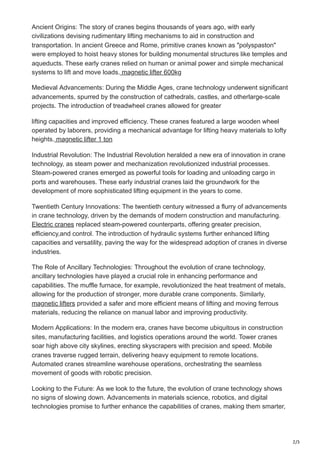 The Evolution of Crane Technology: A Historical Perspective | PDF