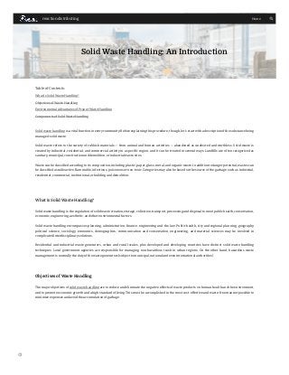 Solid Waste Handling: An Introduction | PDF