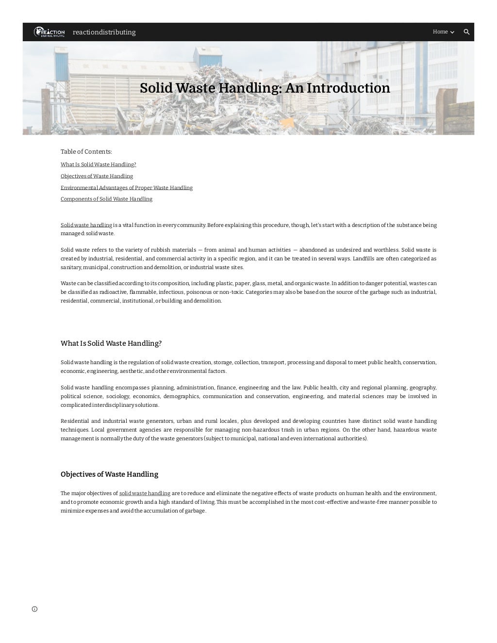 Solid Waste Handling: An Introduction | PDF