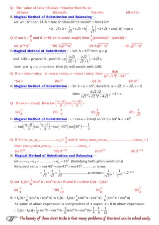 Conceptual Short Tricks for JEE(Main and Advanced) | PDF