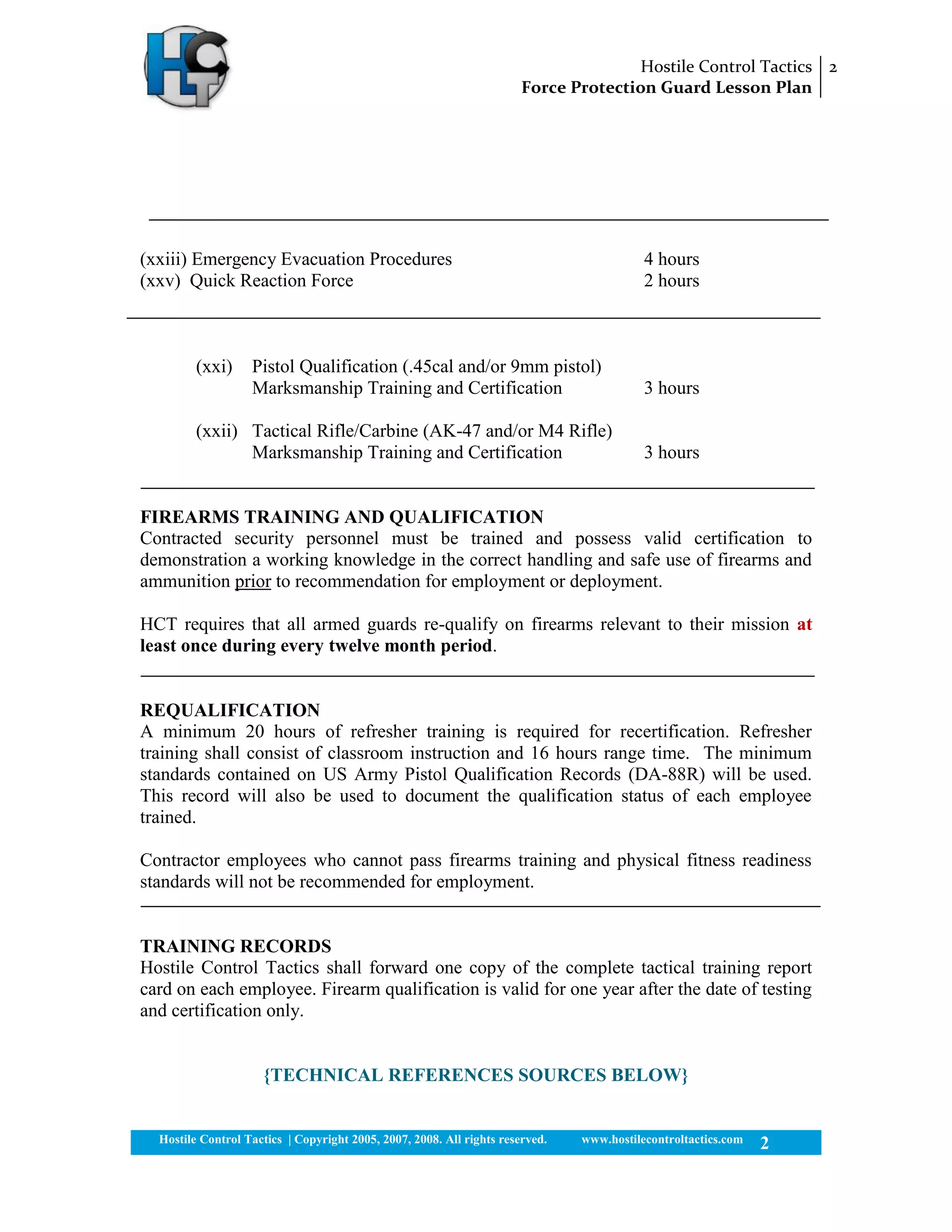 Force Protection Site Guard - Course Syllabus | PDF