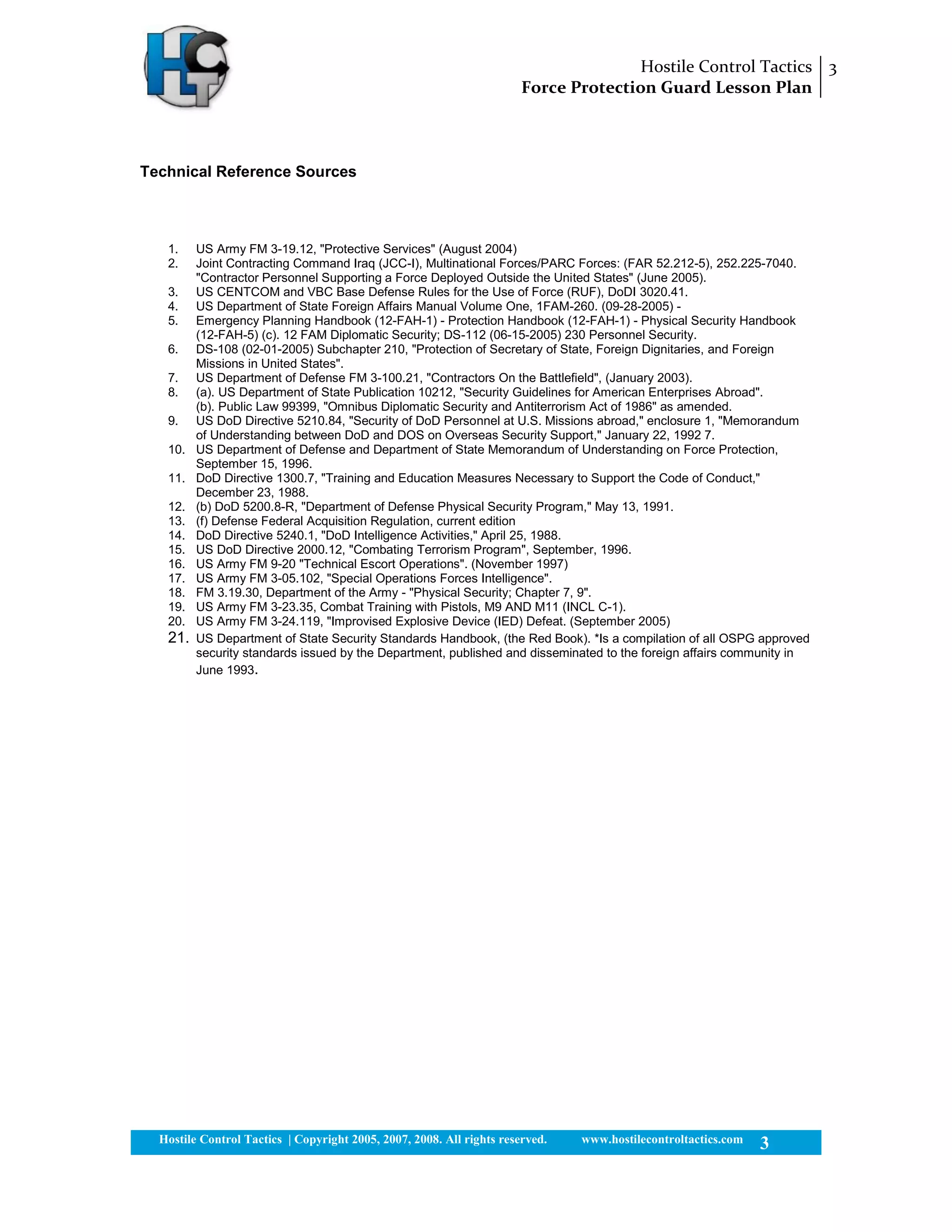 Force Protection Site Guard - Course Syllabus | PDF