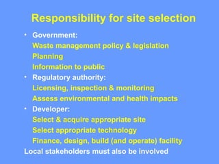 Site selection for hazadous waste | PPT