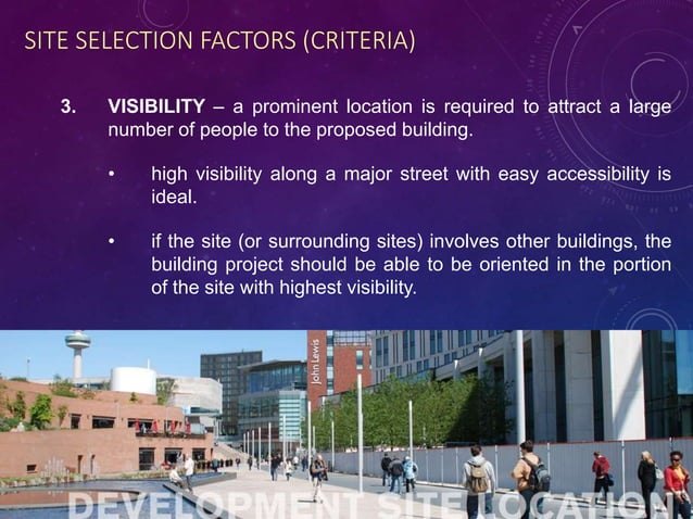 Site selection | PPTX | Developmental Sites | Real Estate