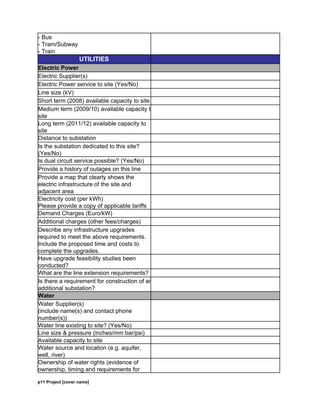 Site selection questionnaire | PDF
