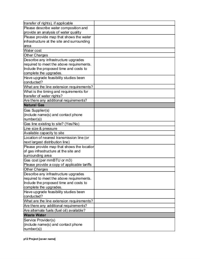 Site selection questionnaire
