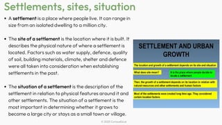 Site, Situation and Settlement | Geography Explained | PDF