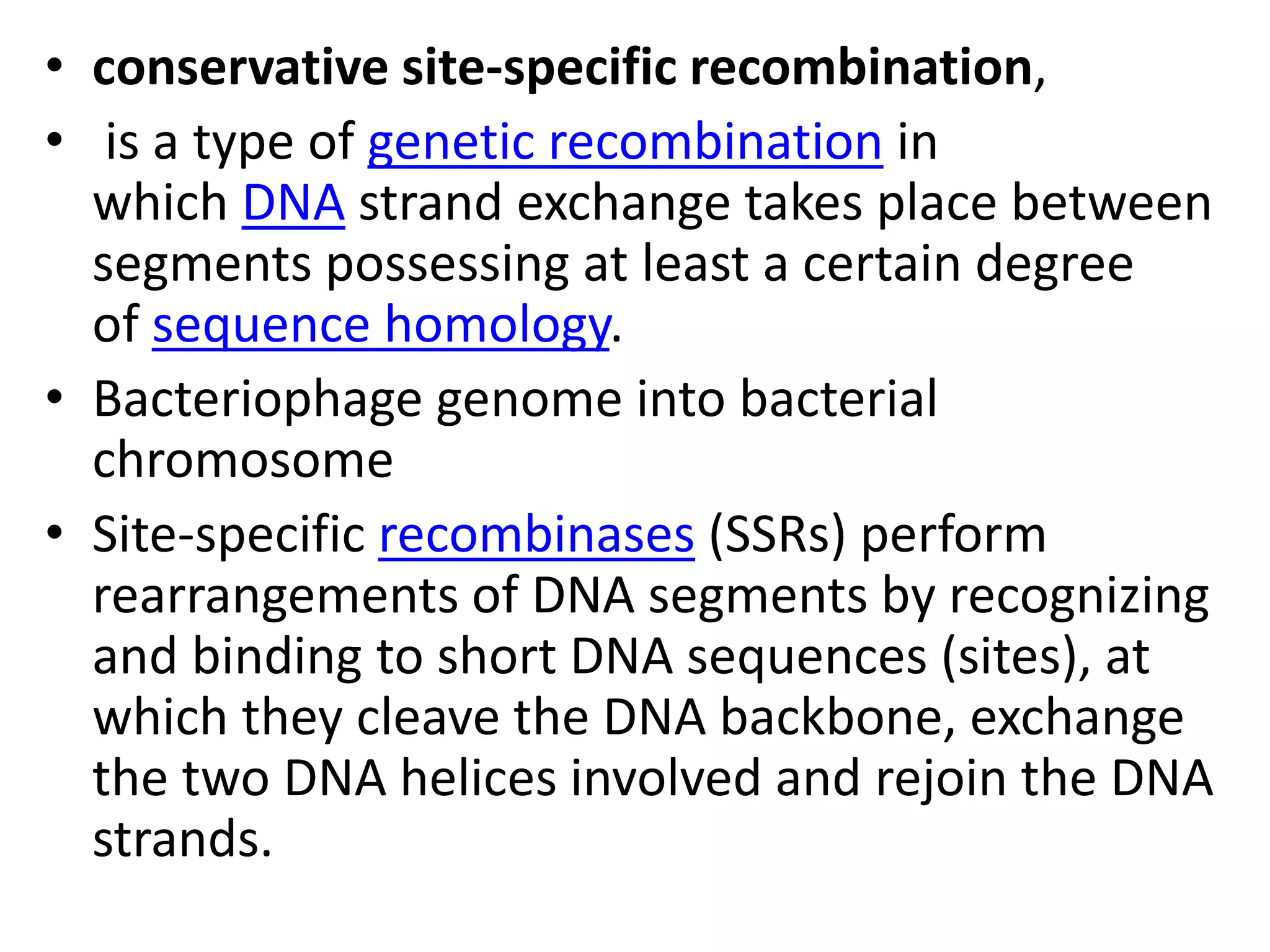 Site specific recombination | PPTX