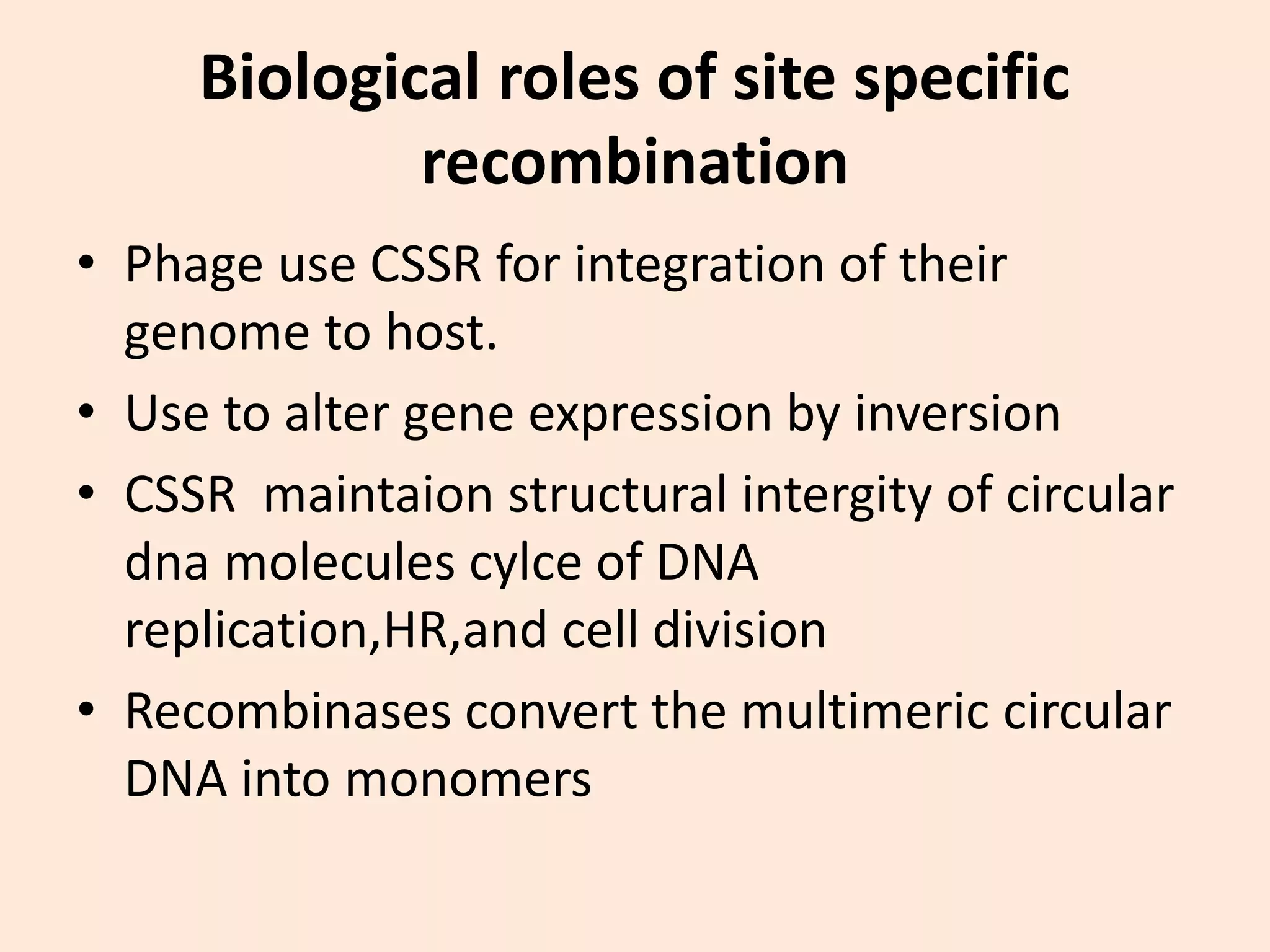 Site specific recombination | PPTX