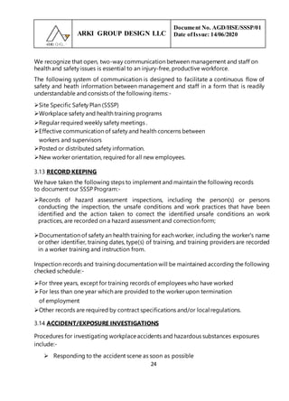 Site specific safety plan dib | DOCX