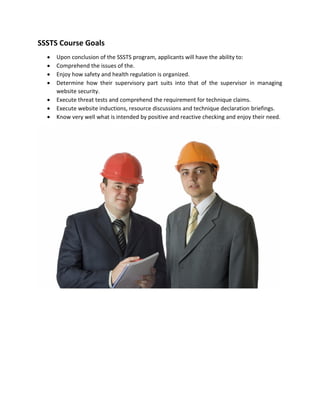 Site supervisor’s safety training scheme (sssts course) weekend course ...