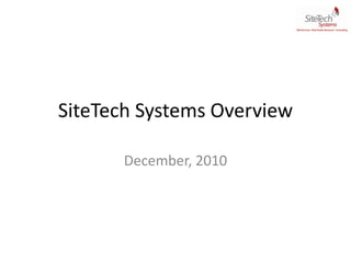Site Tech Systems Overview Q410 | PDF | Real Estate Industry | Industries