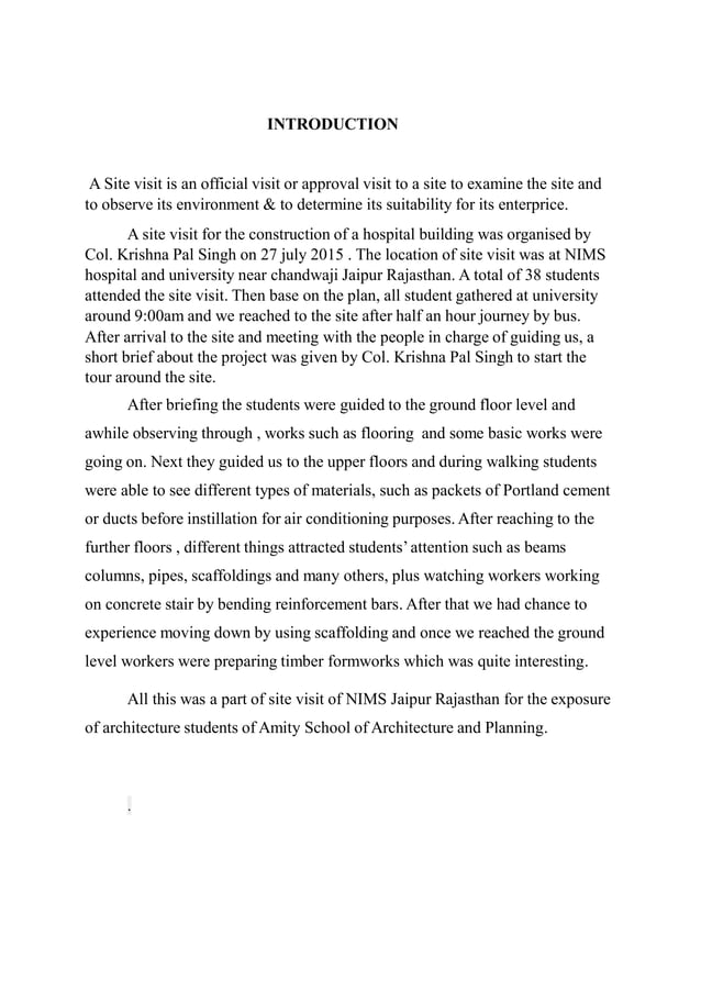 SITE VISIT ARCHITECTRE